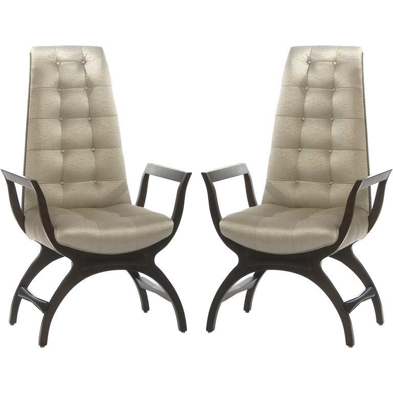 Sculptural Tufted High Back Chair at 1stDibs