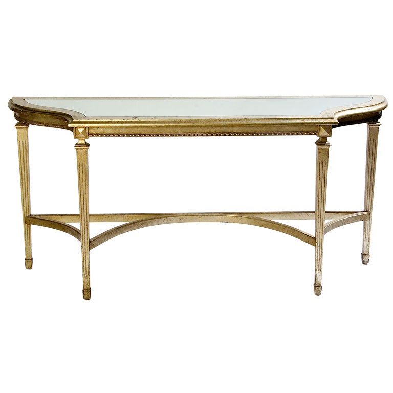 Hollywood Regency Curved Front Console Table with Half Moon Stre at 1stDibs