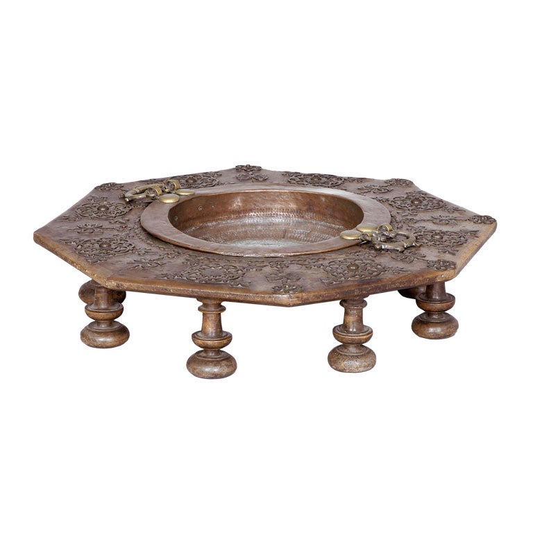 Early 17th Century Wood, Brass and Copper Brazier For Sale at 1stdibs