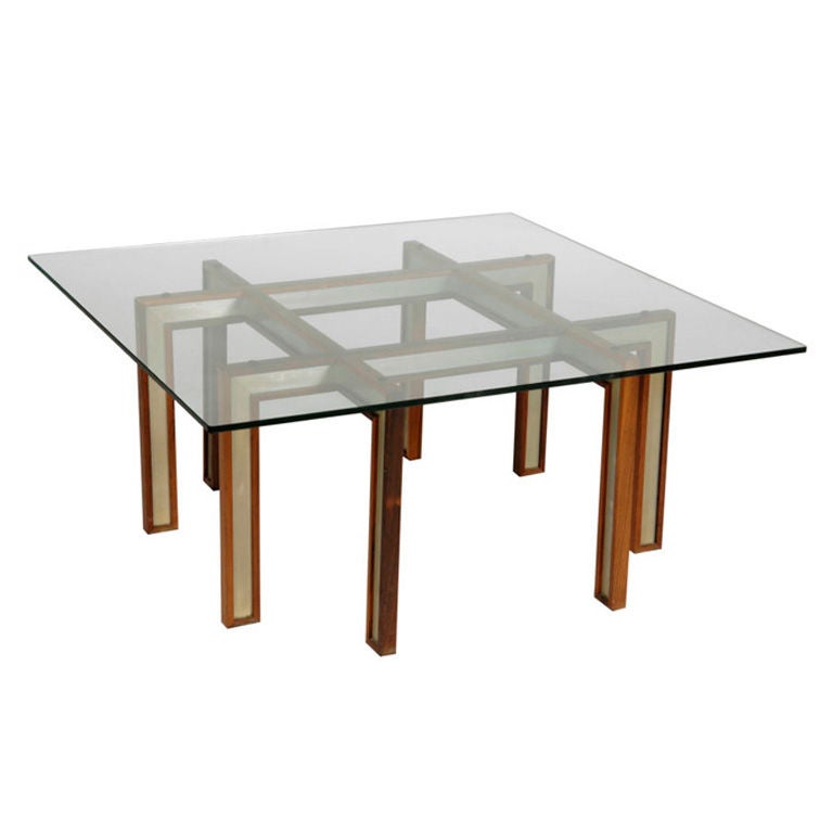 Rosewood and Steel Inlay Centre Table, Italy, c1968 at 1stDibs