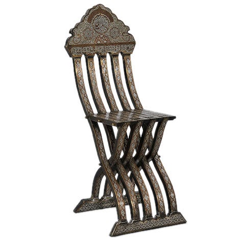 Unusually Fine and Heavy Pair of Middle Eastern Chairs at 1stDibs