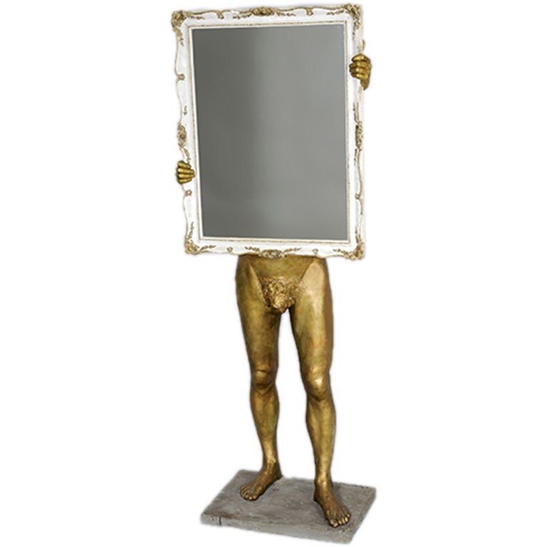 "Atlas and Mini Me" Statue with Mirror by N Boxall at 1stDibs