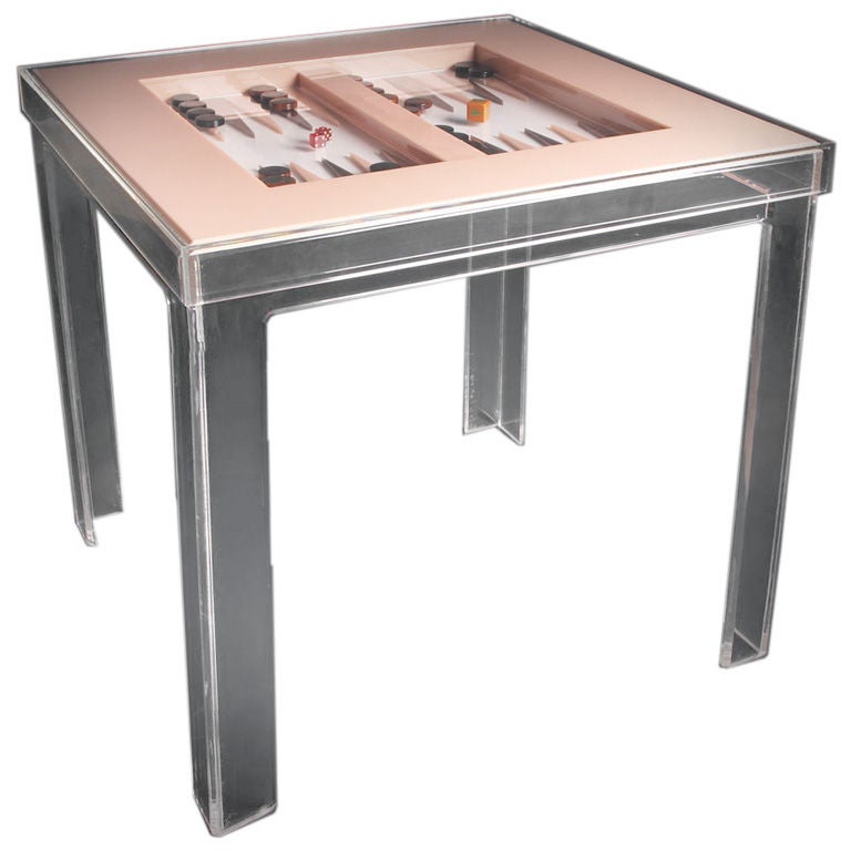 A 1960s Lucite Framed Backgammon Table at 1stDibs