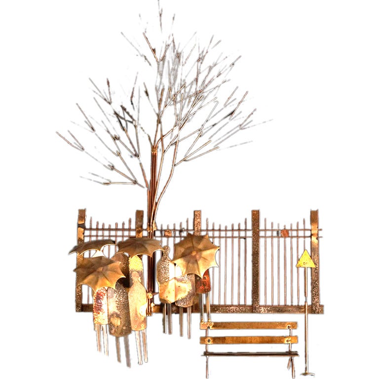 A Small Bus Stop Scene Wall Sculpture by Curtis Jere at 1stDibs