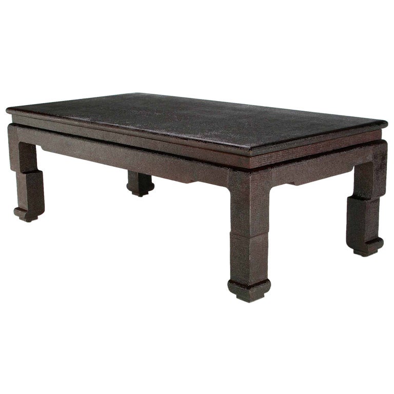 Deep Plum Lacquered Linen Coffee Table at 1stDibs