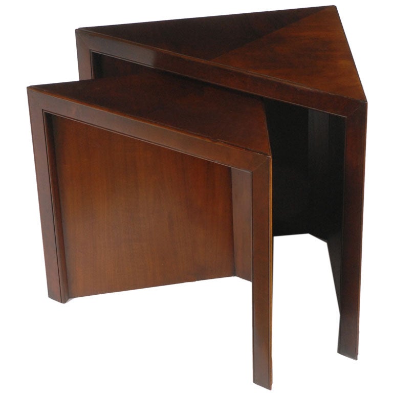 Unusual Pair Baker Triangular Nesting Tables at 1stDibs