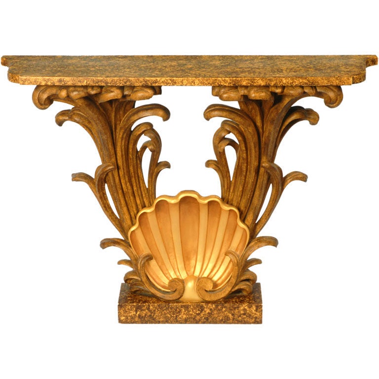 Grosfeld House Shell Console Table In Oil Drop Lacquer at 1stDibs