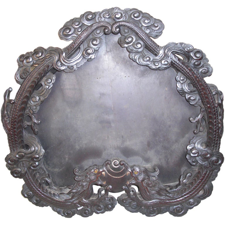 Unusual 19th century Chinese carved wood dragon frame at 1stDibs