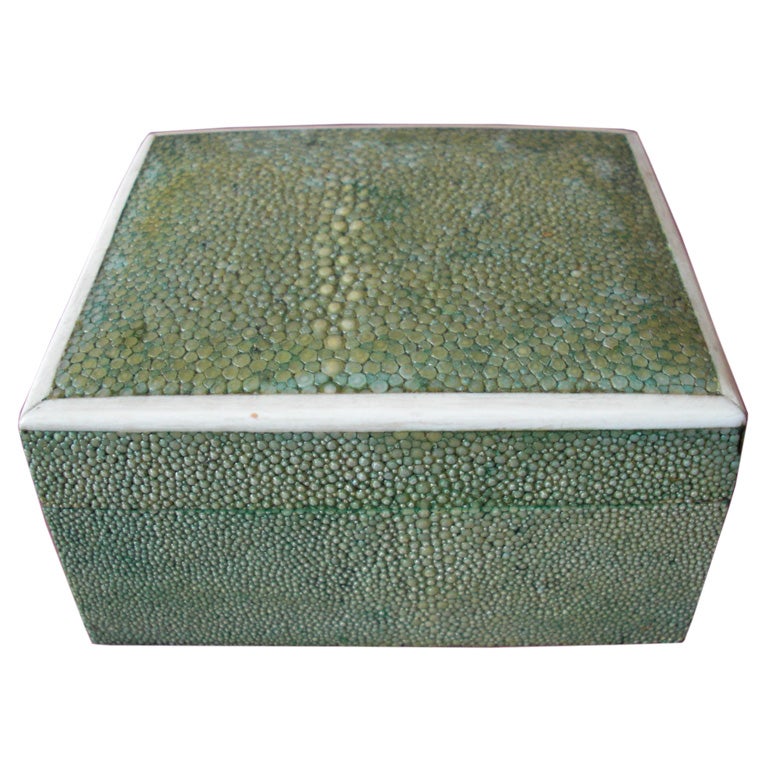 small English shagreen box with ivory trim at 1stDibs