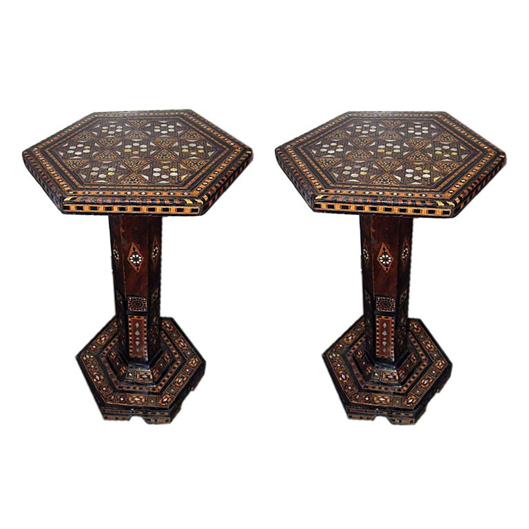 Pair of Inlaid Syrian Tables C. 1900 at 1stDibs