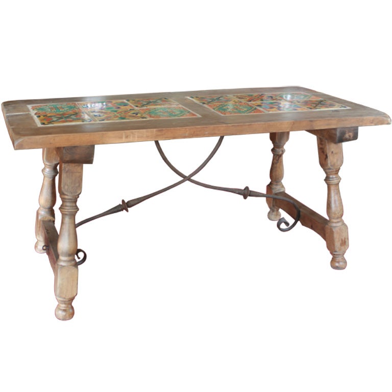 Unique California Tile Top Library Table For Sale at 1stDibs