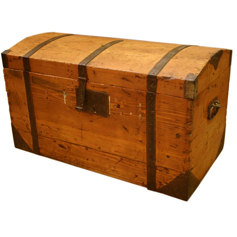 A Rustic Danish Round Top Travel Trunk For Sale at 1stDibs