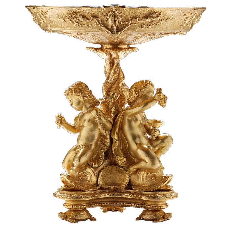 Exceptional French Antique Gilt Bronze Tazza at 1stDibs