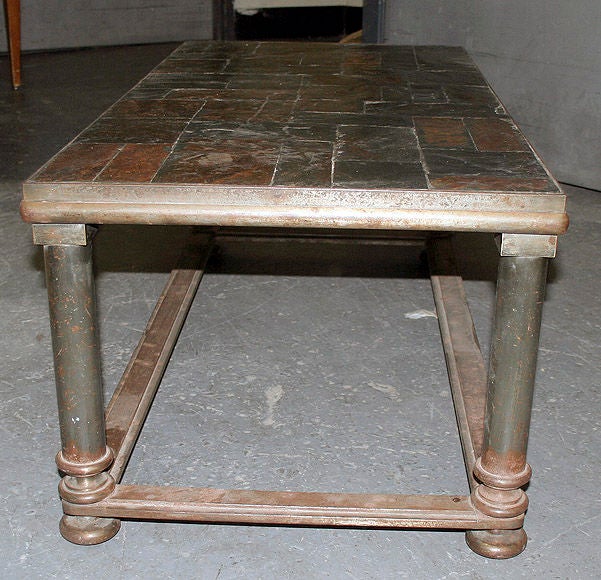 Iron and Slate Coffee Table at 1stDibs