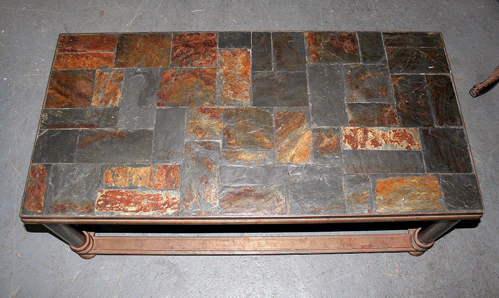Iron and Slate Coffee Table at 1stDibs