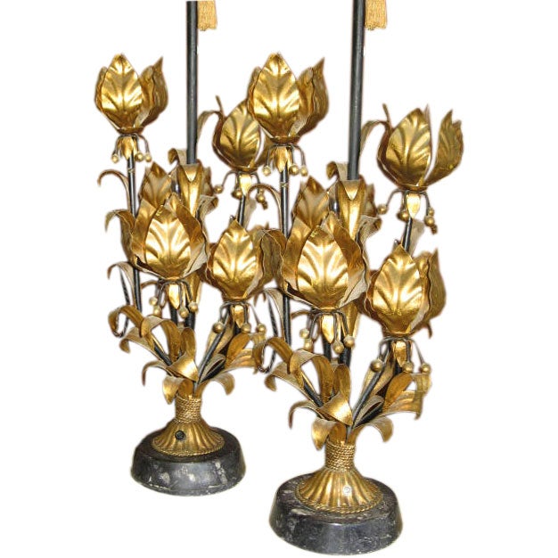 Pair of Italian Tole Lamps at 1stDibs