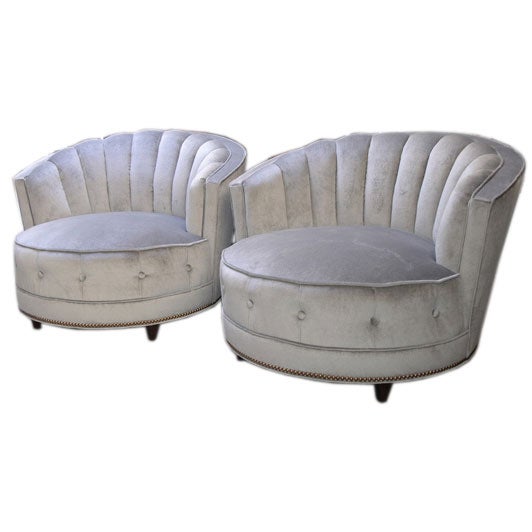 Pair of shell back club chairs at 1stDibs