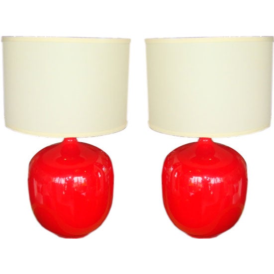 Pair of Ripe Red Cherry Lamps at 1stDibs