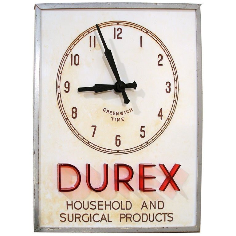 1930's Durex advertising clock at 1stDibs