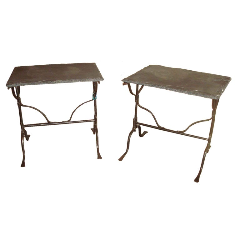 French Iron and Slate Table at 1stDibs