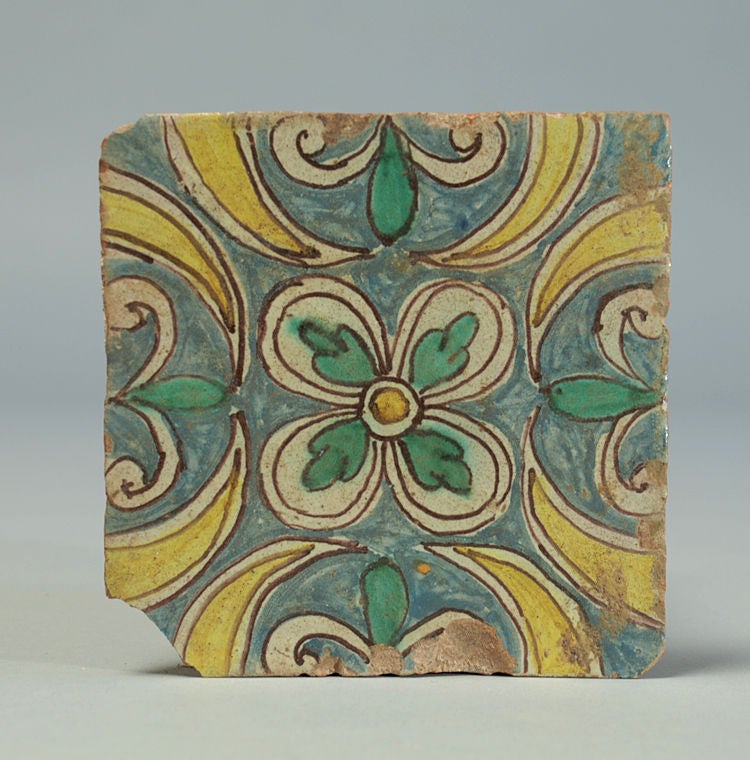 Three 18th Century Spanish Colonial Glazed Tiles at 1stDibs