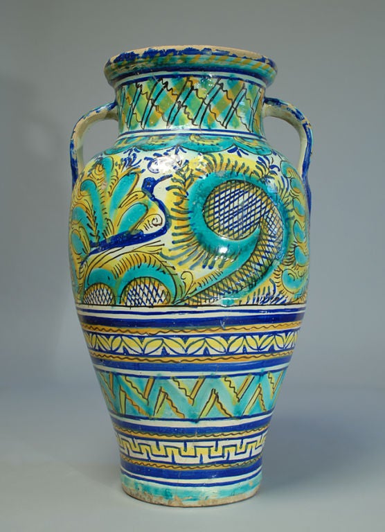 Large Antique Spanish Talavera Jardiniere, Sevilla - Circa 1880 at 1stDibs