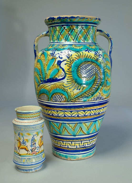 Large Antique Spanish Talavera Jardiniere, Sevilla - Circa 1880 at 1stDibs