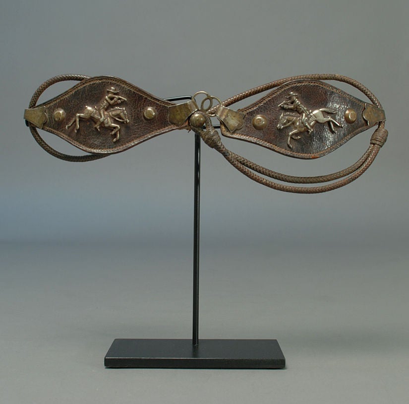 Antique Silver Mounted Leather Horse Blinders at 1stDibs