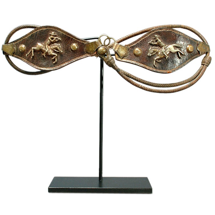 Antique Silver Mounted Leather Horse Blinders at 1stDibs