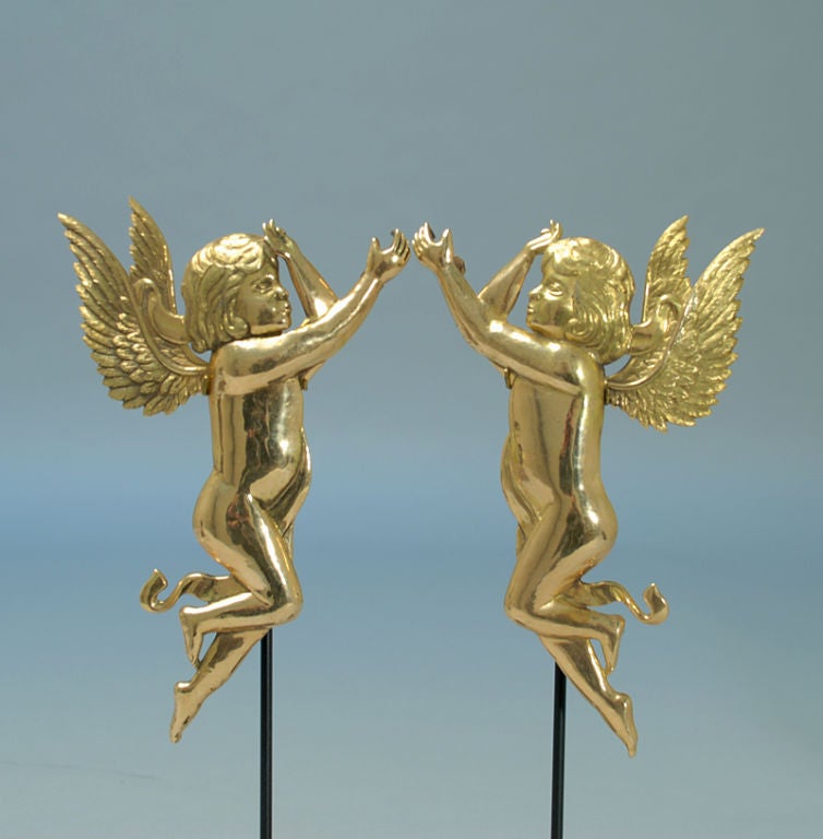 Pair Spanish Colonial Solid Gold Angels at 1stDibs