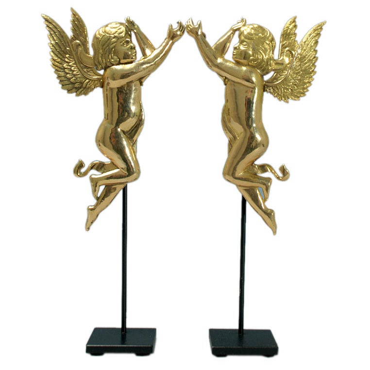 Pair Spanish Colonial Solid Gold Angels at 1stDibs