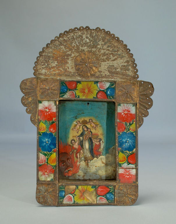 Charming 19th Century Mexican Folk Retablo Painting at 1stDibs