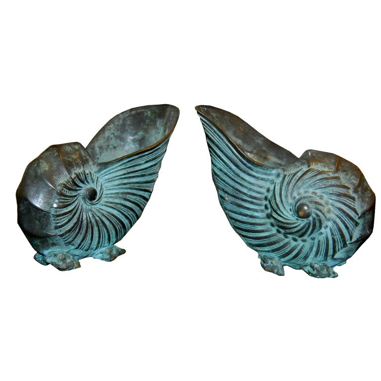 Pair Of Decorative Bronze Shells For Sale at 1stDibs