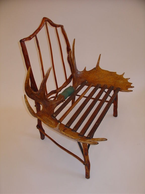 Rustic Canadian Craftsman Moose Antler Chair at 1stDibs | craftsman canada
