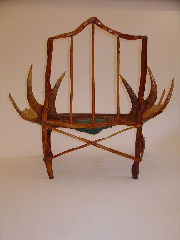 Rustic Canadian Craftsman Moose Antler Chair at 1stDibs | craftsman canada