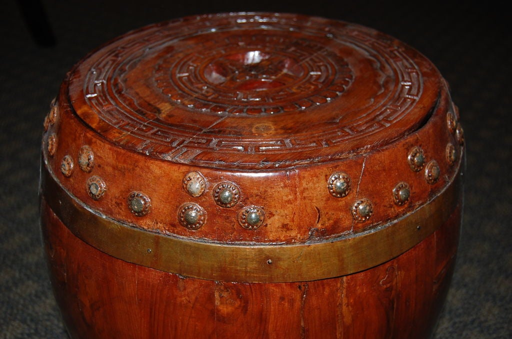 c. 1900 Fir wood Chinese rice barrel with removable lid at 1stDibs ...