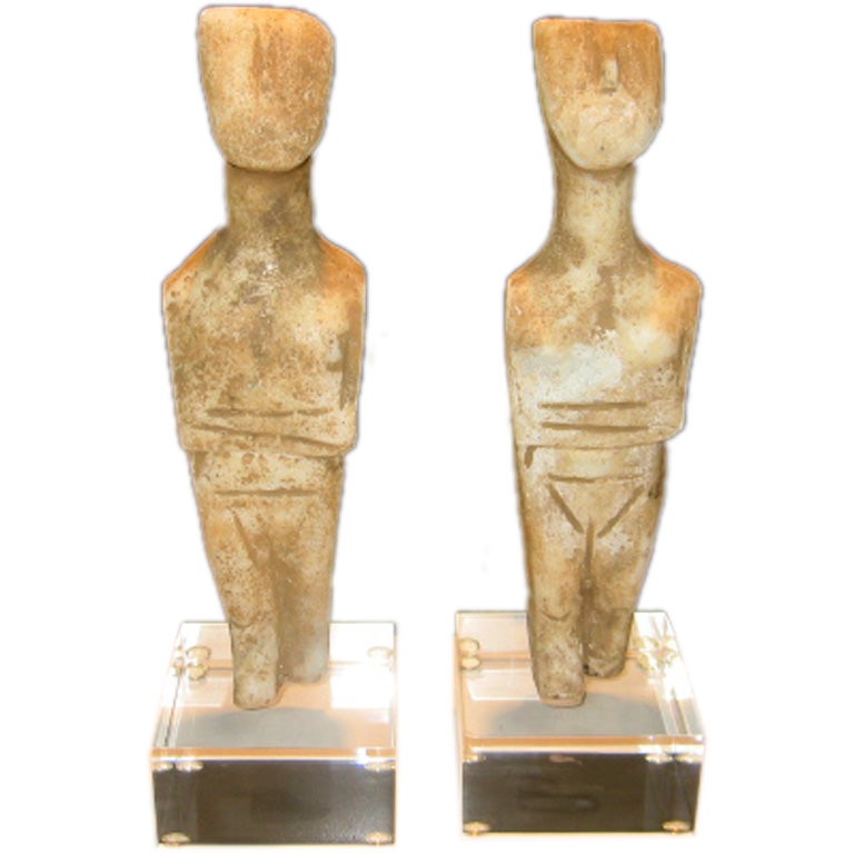 A Pair of Antique Iraqi Stone Carvings on Acrylic Bases at 1stDibs