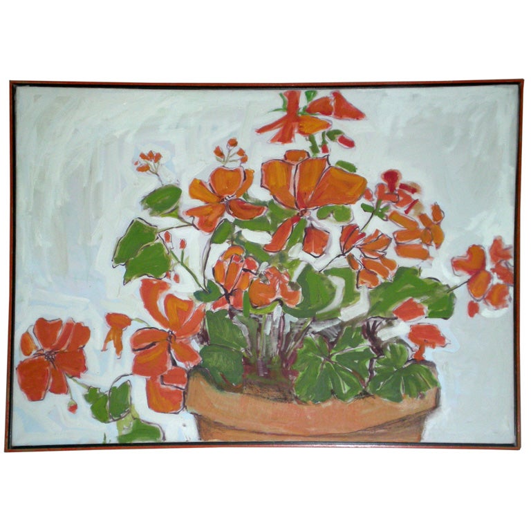 Large Geranium Painting signed Susan H. Connell at 1stDibs