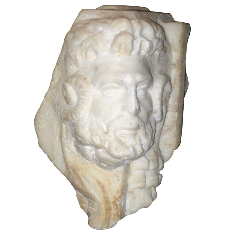 Roman Marble Zeus Ammon Mark Head, 1st century A D For Sale at 1stDibs