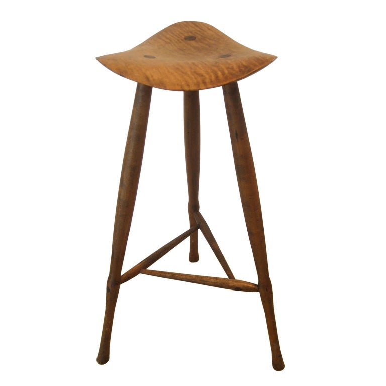 Sculpted Walnut Stool by Wharton Esherick at 1stDibs
