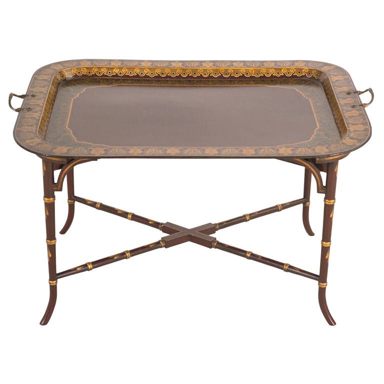 Red Japanned Tray on Stand For Sale at 1stDibs