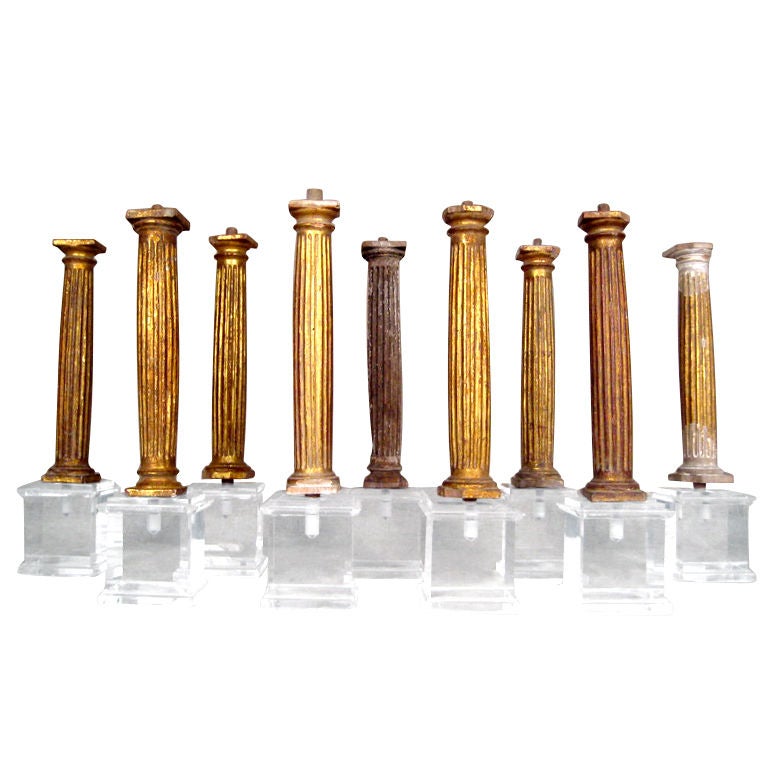 Gilded Wood Columns on Lucite For Sale at 1stDibs