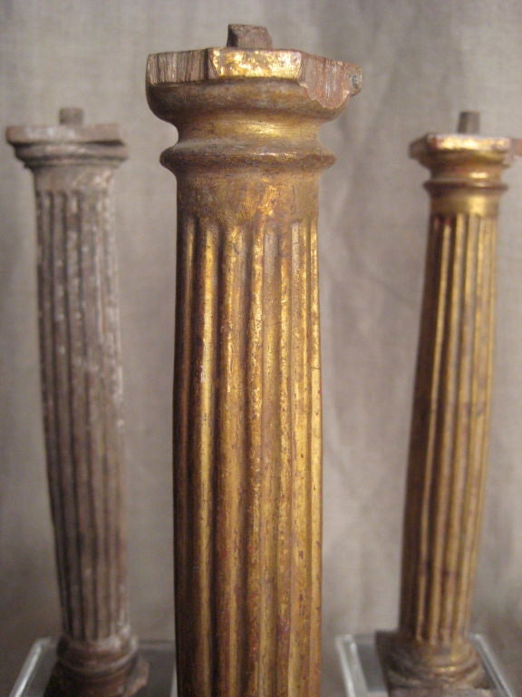 Gilded Wood Columns on Lucite For Sale at 1stDibs