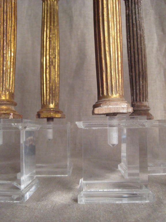 Gilded Wood Columns on Lucite For Sale at 1stDibs