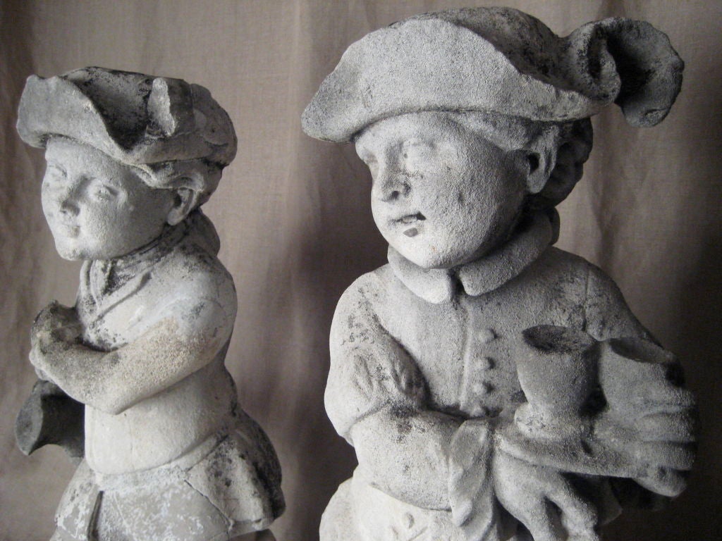 Pair of Limestone Statues For Sale at 1stDibs