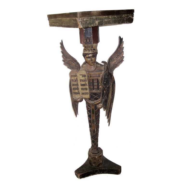 Rare Hand Carved Wooden Four Winged Pharaoh Angel Torah Stand at 1stDibs
