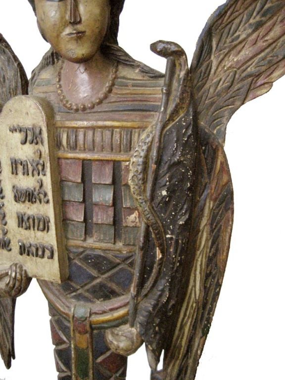 Rare Hand Carved Wooden Four Winged Pharaoh Angel Torah Stand at 1stDibs