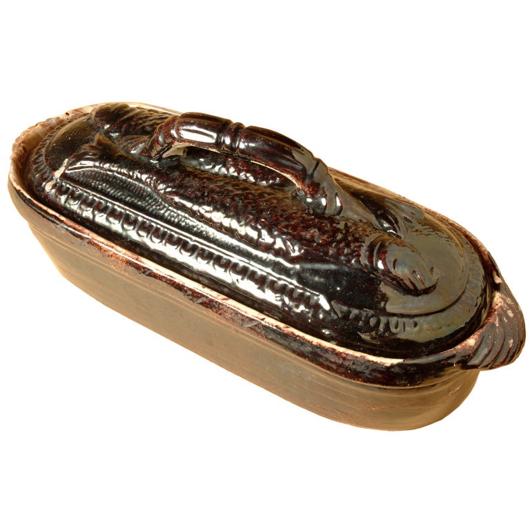 French, Glazed Ceramic Fish Tureen For Sale at 1stDibs