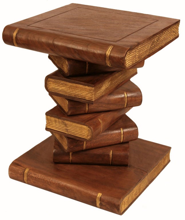 Pair of French Solid Oak "Stacked Book" Side Tables at 1stDibs