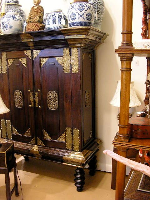 Dutch Colonial Brass Mounted Cupboard at 1stDibs